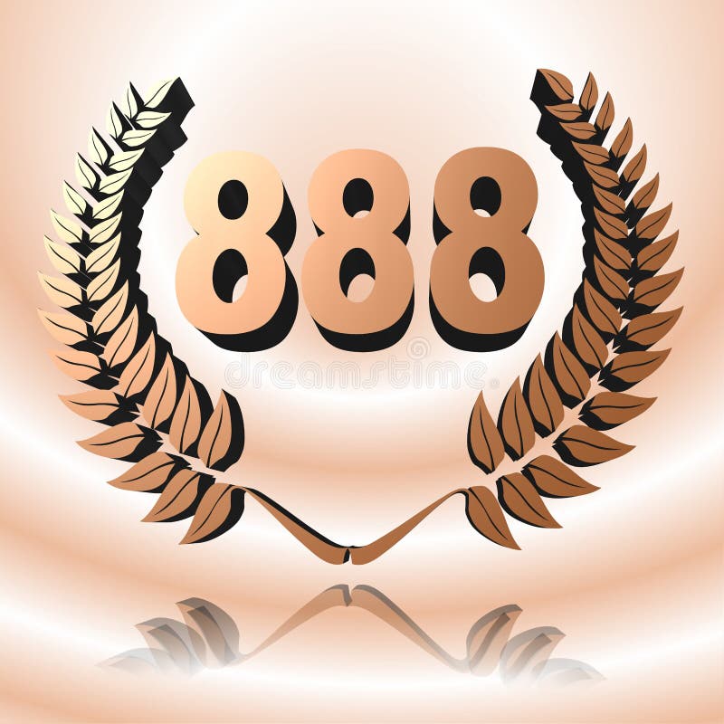 Number 888 with Laurel Wreath or Honor Wreath As a 3D-illustration, 3D ...