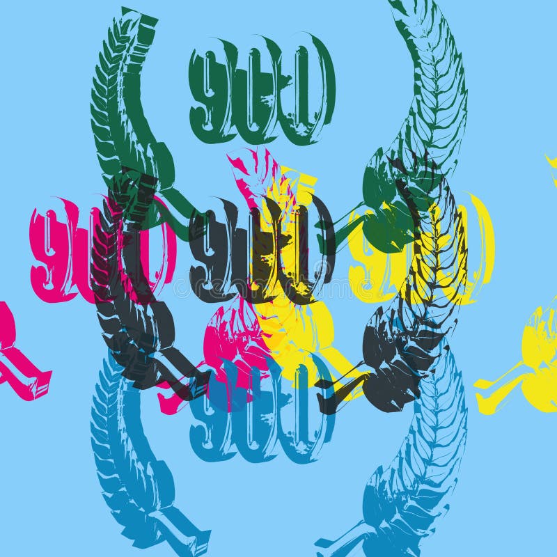 Number 900 with Laurel Wreath or Honor Wreath As a 3D-illustration, 3D ...