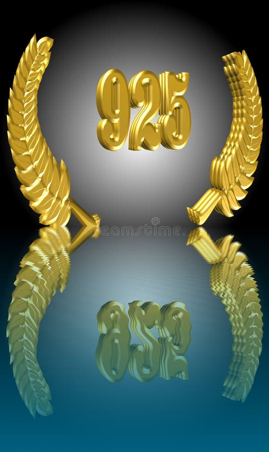 Number 925 with Laurel Wreath or Honor Wreath As a 3D-illustration, 3D ...