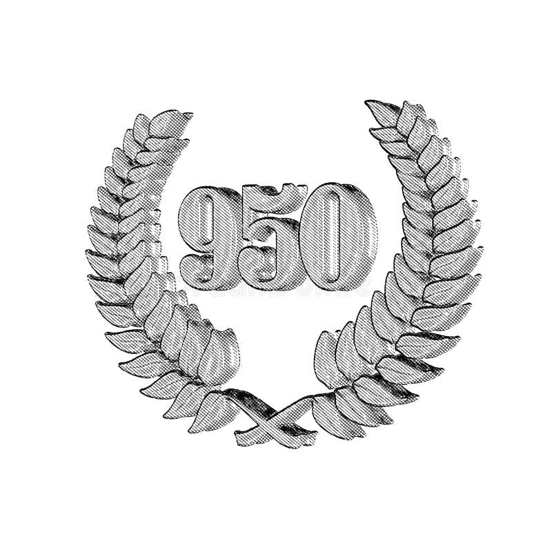 Number 950 with Laurel Wreath or Honor Wreath As a 3D-illustration, 3D ...