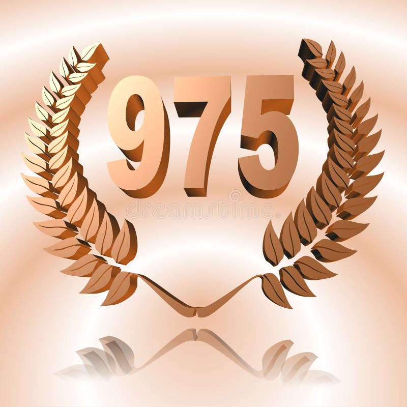 Number 975 with Laurel Wreath or Honor Wreath As a 3D-illustration, 3D ...