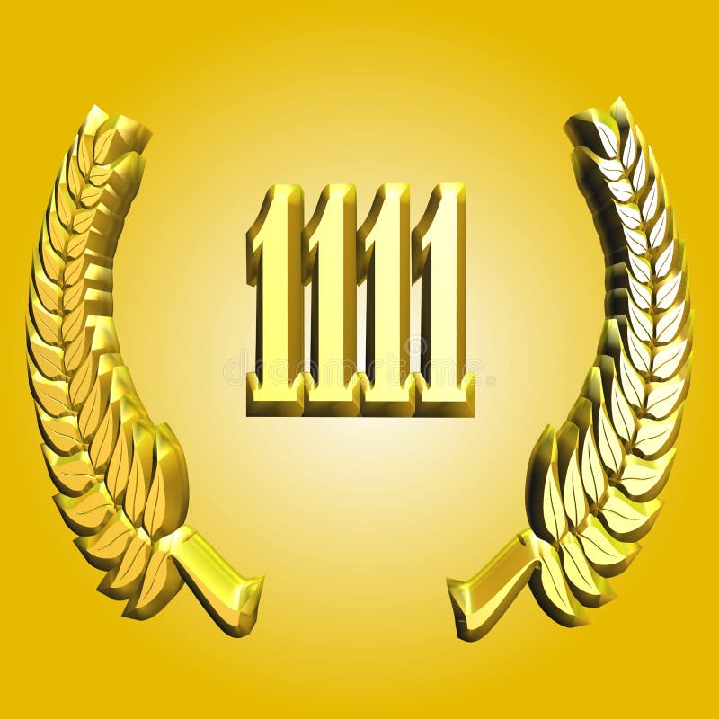 Number 1111 with Laurel Wreath or Honor Wreath As a 3D-illustration, 3D ...