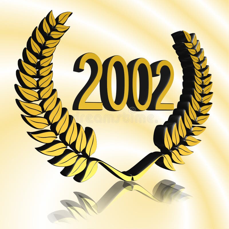 Number 2002 with Laurel Wreath or Honor Wreath As a 3D-illustration, 3D ...