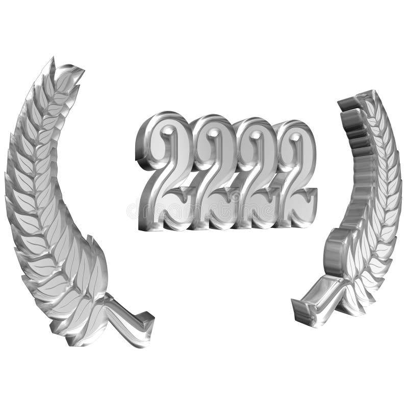 Number 2222 with Laurel Wreath or Honor Wreath As a 3D-illustration, 3D ...