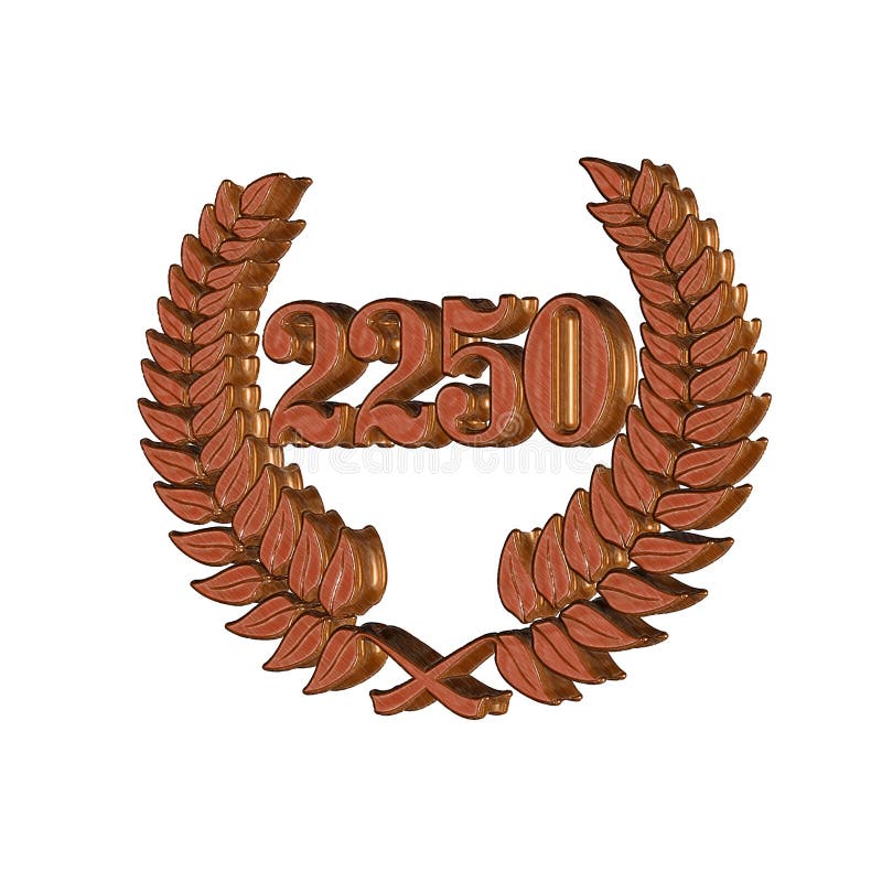 Number 2250 with Laurel Wreath or Honor Wreath As a 3D-illustration, 3D ...