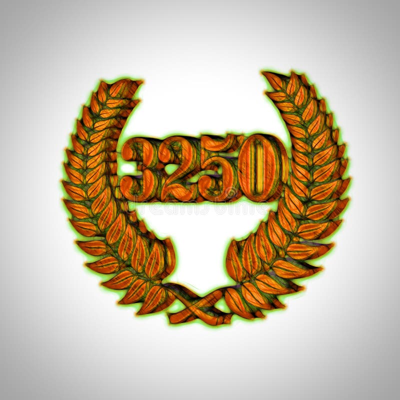 Number 3250 with Laurel Wreath or Honor Wreath As a 3D-illustration, 3D ...