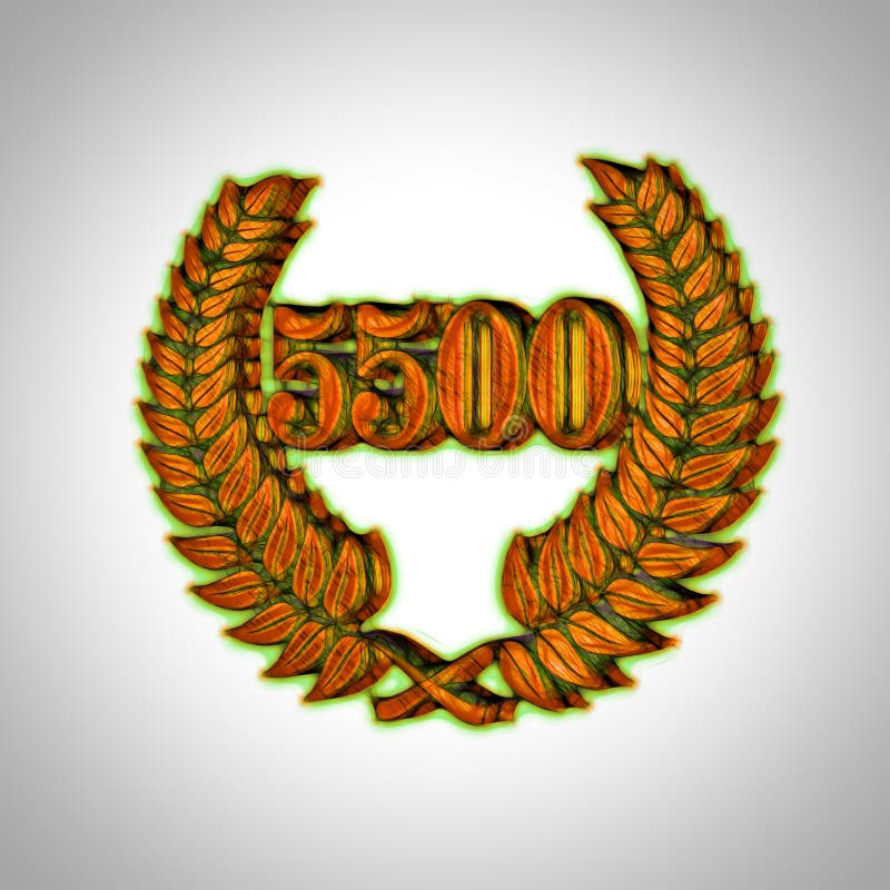 Number 5500 with Laurel Wreath or Honor Wreath As a 3D-illustration, 3D ...