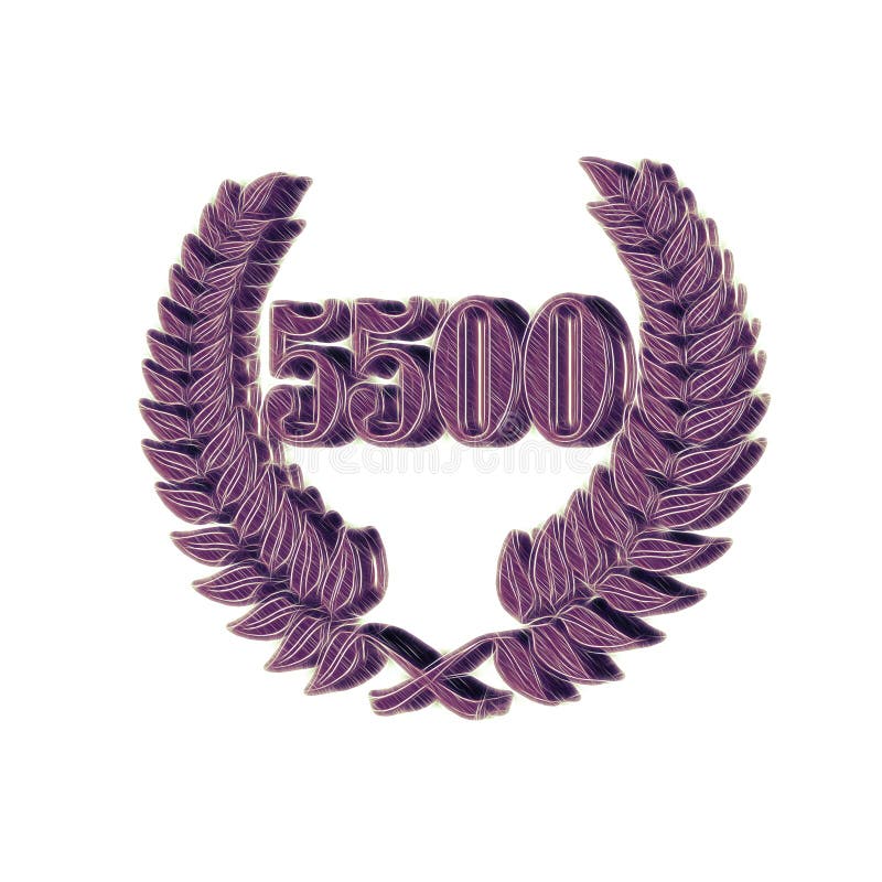 Number 5500 with Laurel Wreath or Honor Wreath As a 3D-illustration, 3D ...
