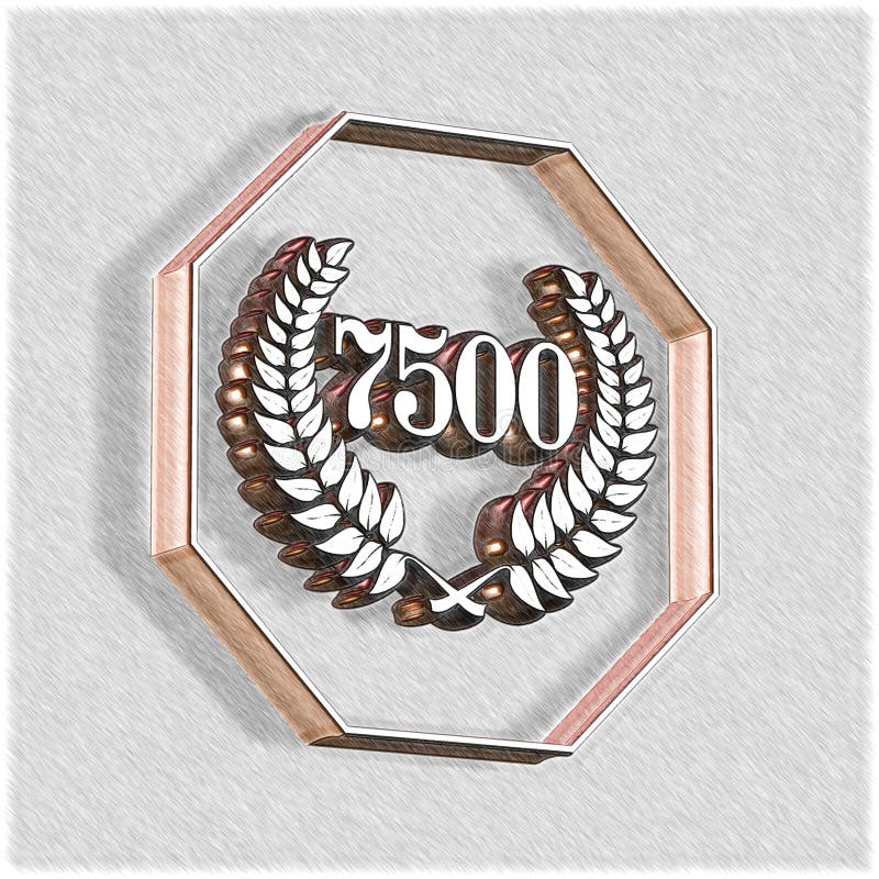Number 7500 with Laurel Wreath or Honor Wreath As a 3D-illustration, 3D ...