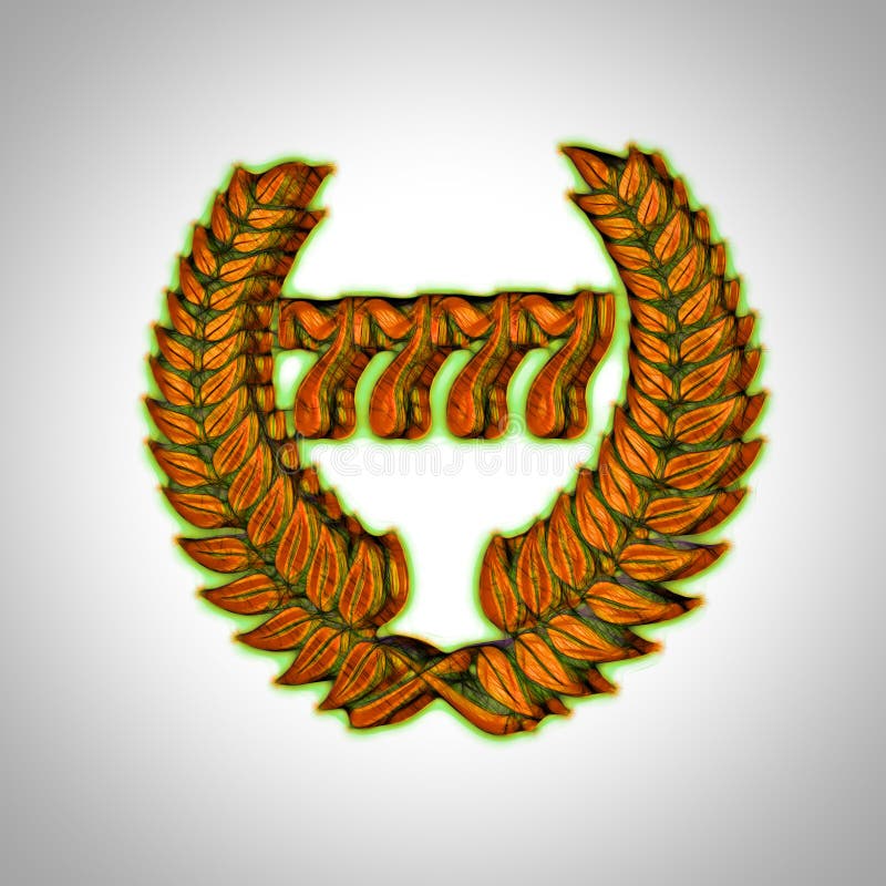 Number 7777 with Laurel Wreath or Honor Wreath As a 3D-illustration, 3D ...