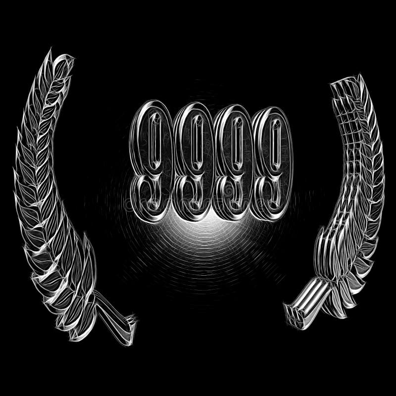Number 9999 with Laurel Wreath or Honor Wreath As a 3D-illustration, 3D ...