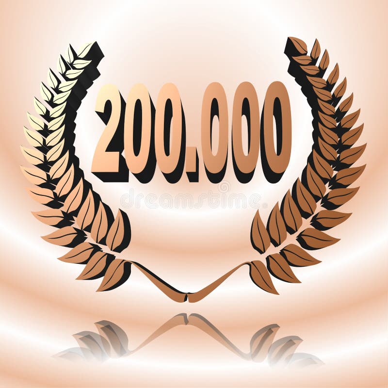 Number 200000 with Laurel Wreath or Honor Wreath As a 3D-illustration ...