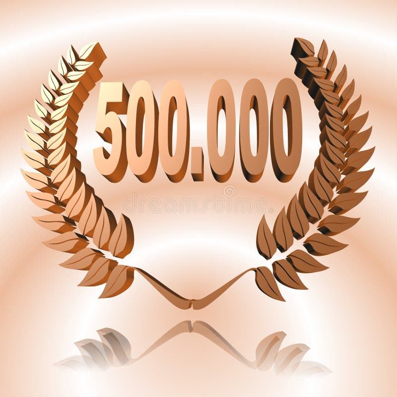 Number 500000 with Laurel Wreath or Honor Wreath As a 3D-illustration ...