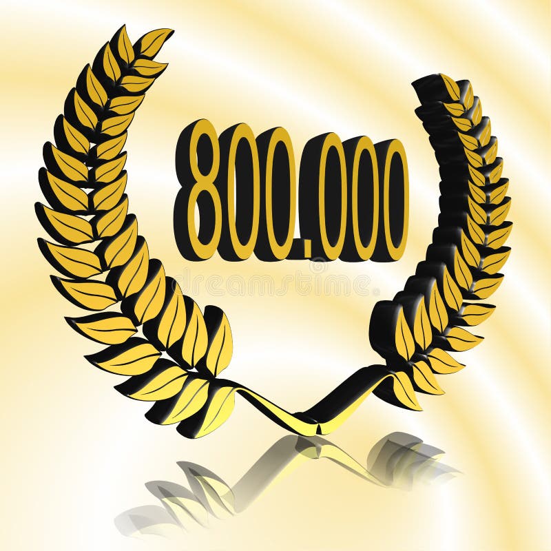 Number 800000 with Laurel Wreath or Honor Wreath As a 3D-illustration ...