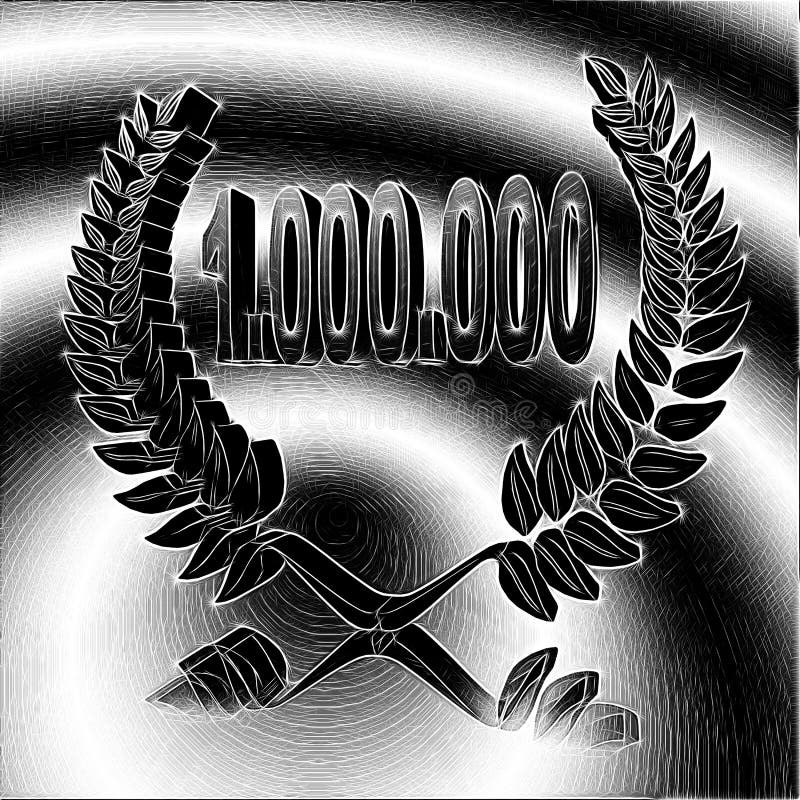 Number 1000000 with Laurel Wreath or Honor Wreath As a 3D-illustration ...