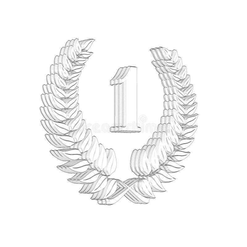 Number 1 with Laurel Wreath or Honor Wreath As a 3D-illustration, 3D ...