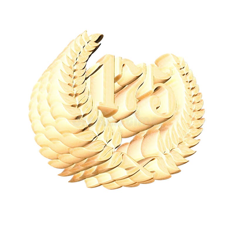 Number 175 with Laurel Wreath or Honor Wreath As a 3D-illustration, 3D ...