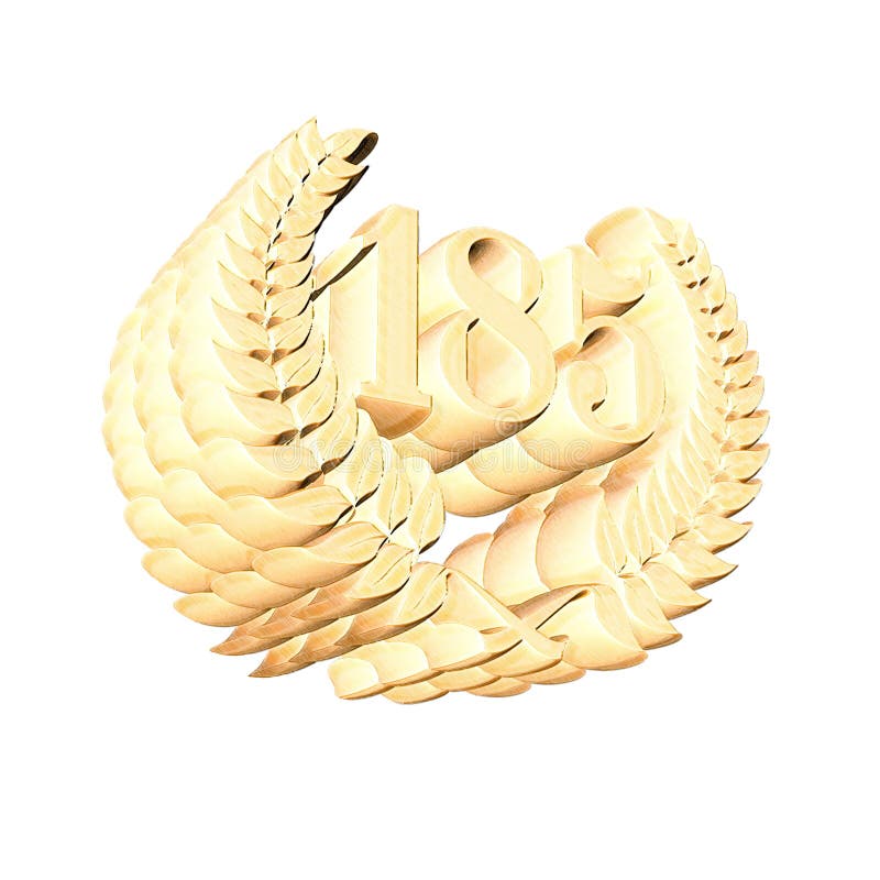 Number 185 with Laurel Wreath or Honor Wreath As a 3D-illustration, 3D ...