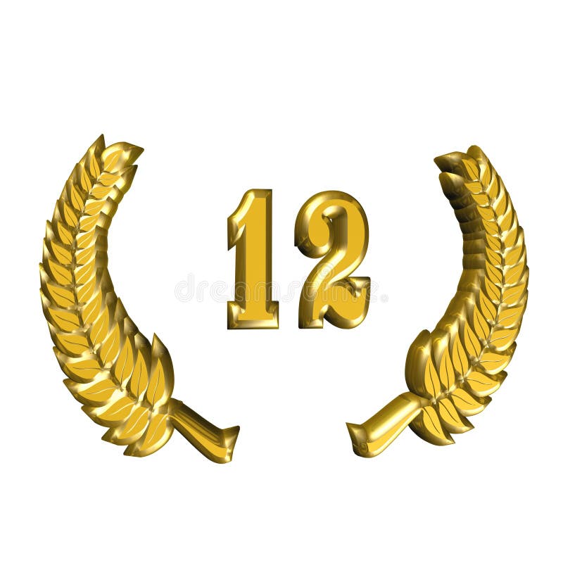 Number 12 with Laurel Wreath or Honor Wreath As a 3D-illustration, 3D ...