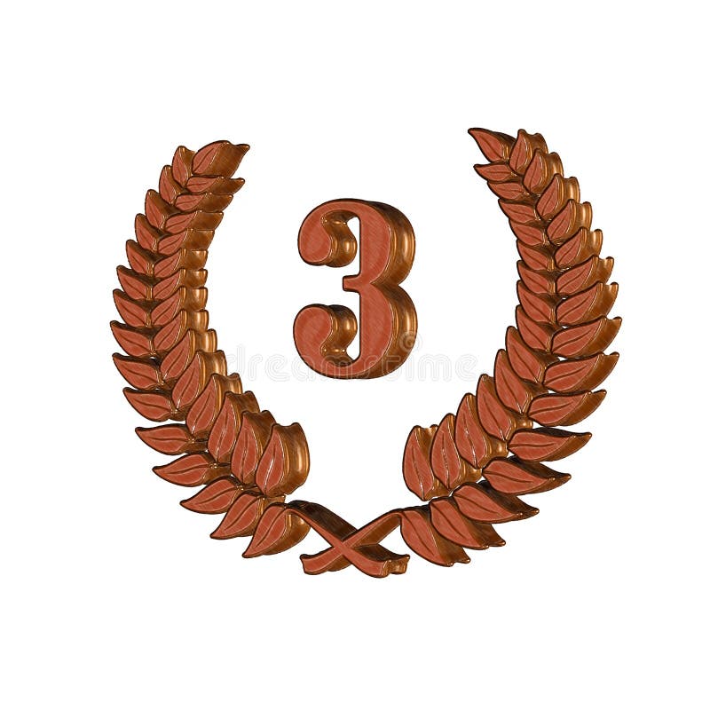 Number 3 with Laurel Wreath or Honor Wreath As a 3D-illustration, 3D ...