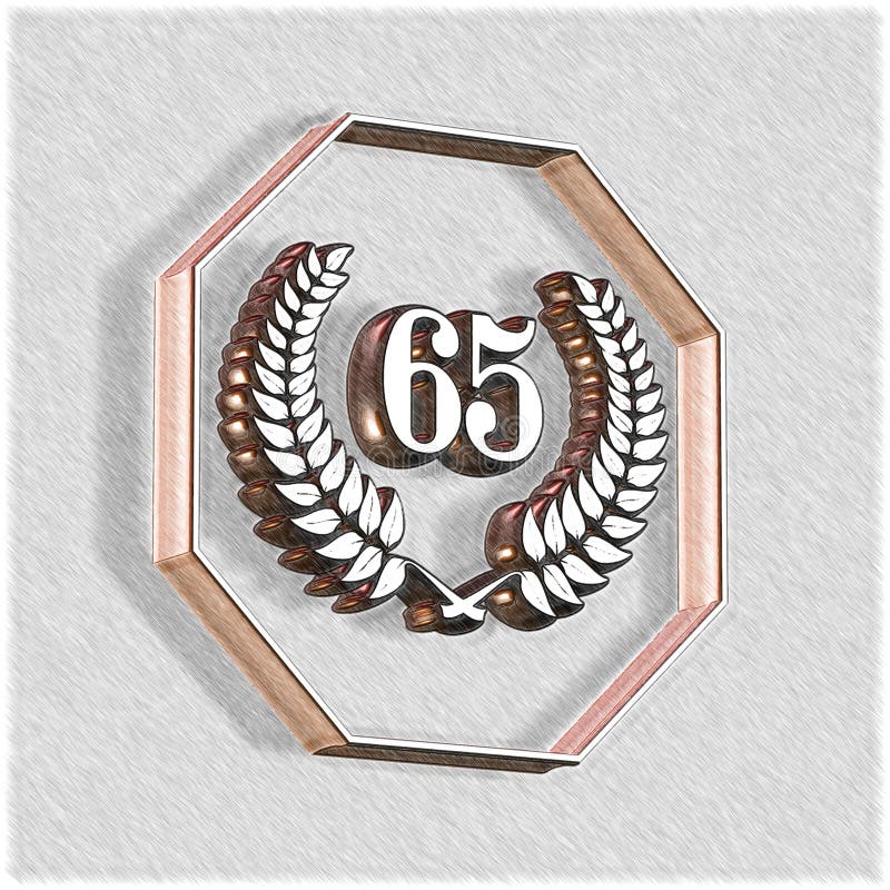 Number 65 with Laurel Wreath or Honor Wreath As a 3D-illustration, 3D ...