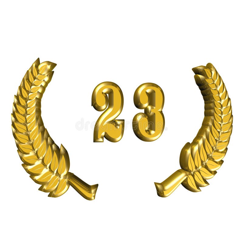 Number 23 with Laurel Wreath or Honor Wreath As a 3D-illustration, 3D ... Number 23 with Laurel Wreath or Honor Wreath As a 3D-illustration, 3D ...