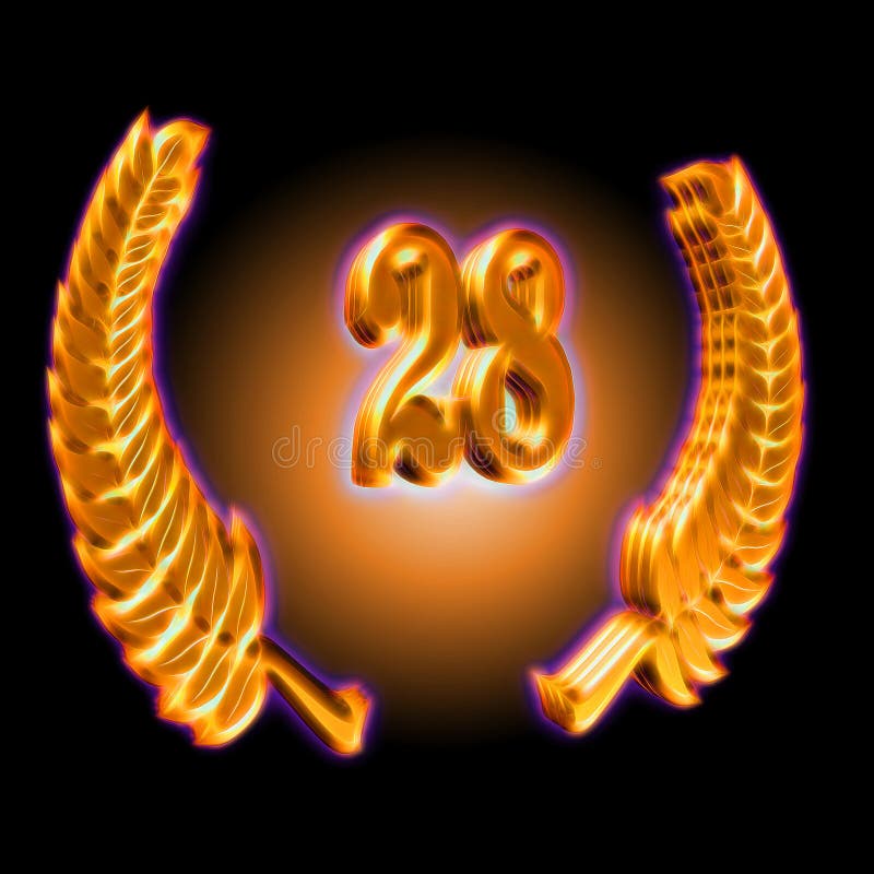 Number 28 with Laurel Wreath or Honor Wreath As a 3D-illustration, 3D ...