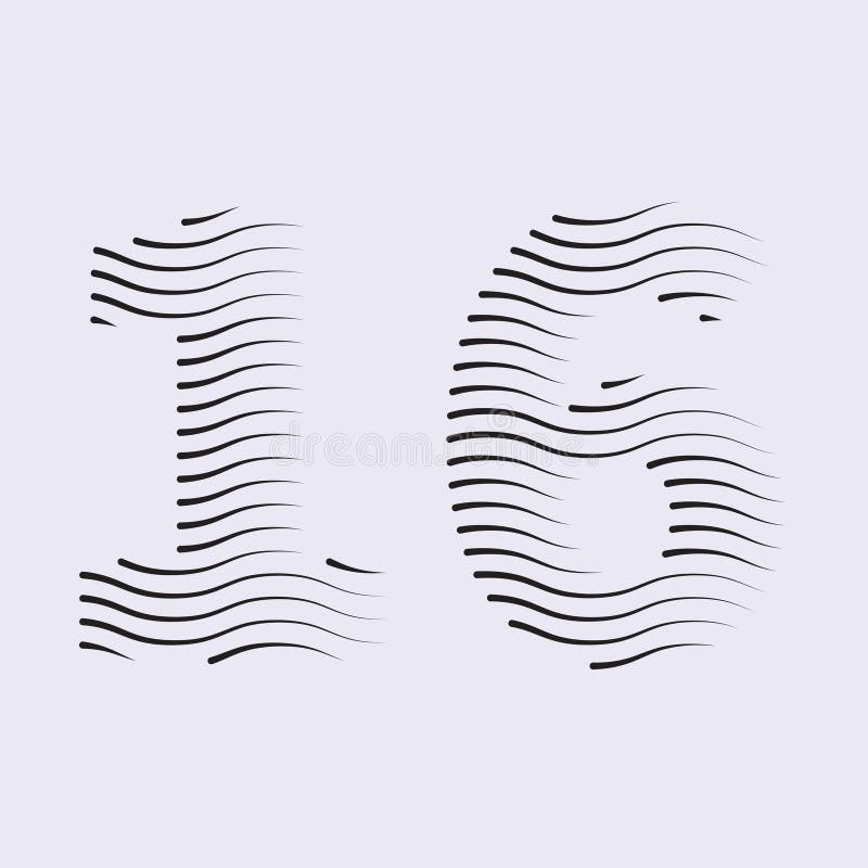 16 Number Lines Logo Icon Vector and Illustration Stock Vector ...