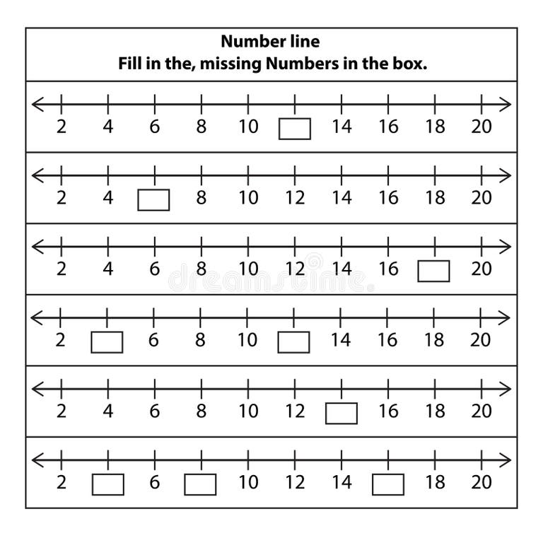 Number Lines 2 To 20 Fill Missing Numbers Activity. Math Chart for Operations in School ...