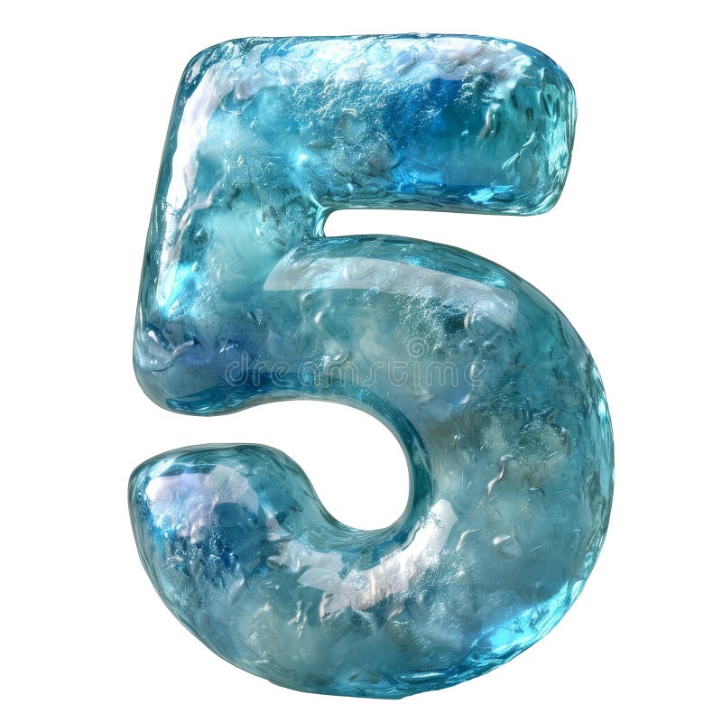 Number 5 Liquid Font, Five Gel Digit Isolated on White Transparent ...