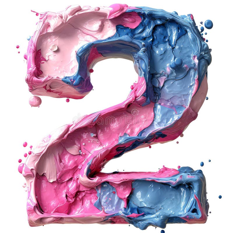 Number 2 Liquid Font, Two Gel Digit Isolated on White Transparen Stock ...