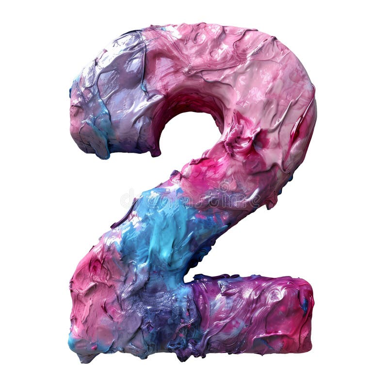 Number 2 Liquid Font, Two Gel Digit Isolated on White Transparen Stock ...
