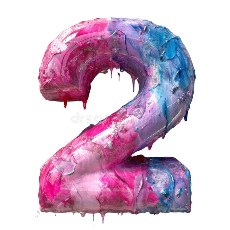 Number 2 Liquid Font, Two Gel Digit Isolated on White Transparen Stock ...