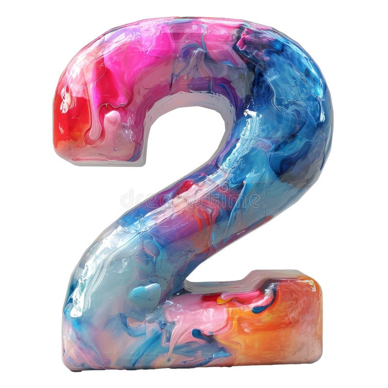 Number 2 Liquid Font, Two Gel Digit Isolated on White Transparen Stock ...