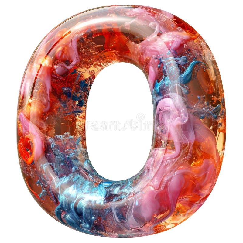 Number 0 Liquid Font, Zero Gel Digit Isolated on White Transparent ...