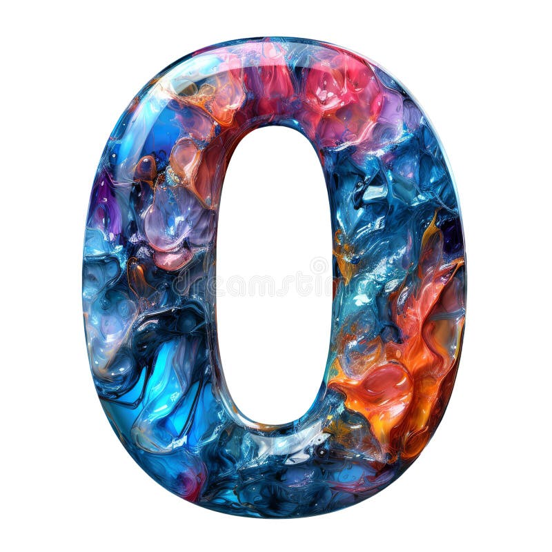 Number 0 Liquid Font, Zero Gel Digit Isolated on White Transparent ...