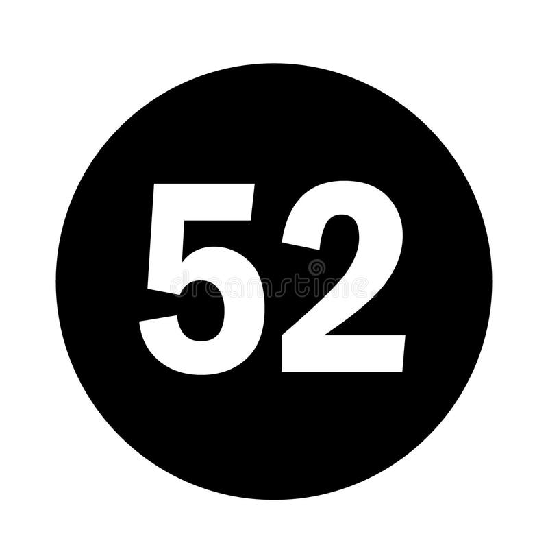 Number 52 Logo with Black Circle Background Stock Vector - Illustration ...