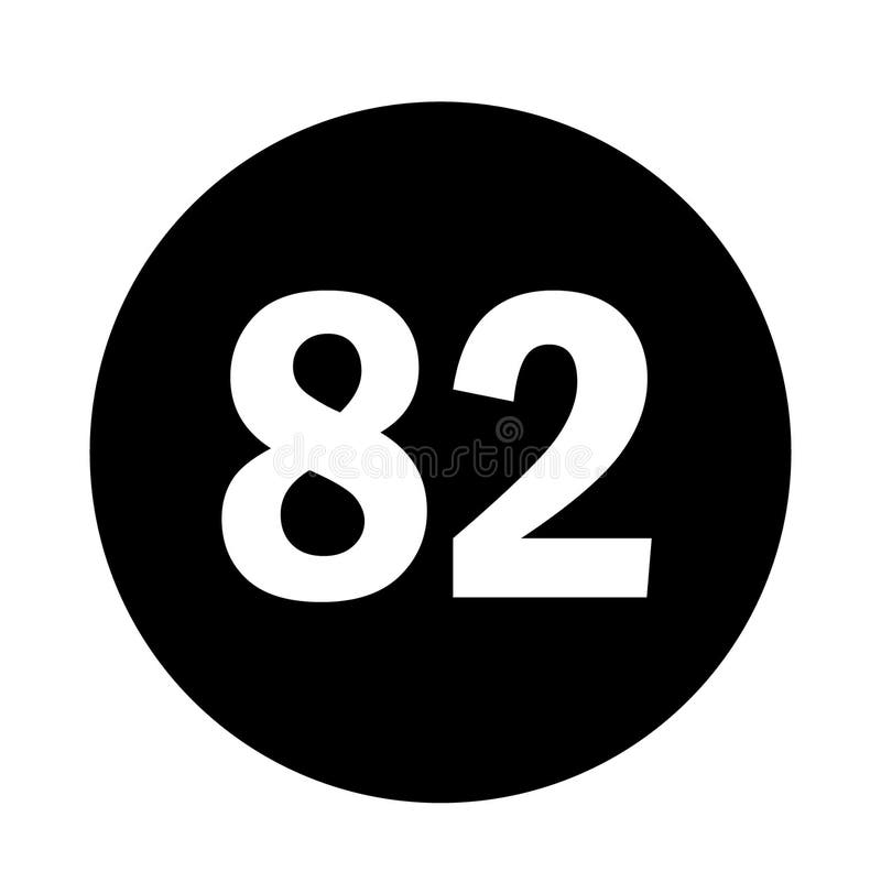 Number 82 Logo with Black Circle Background Stock Vector - Illustration ...