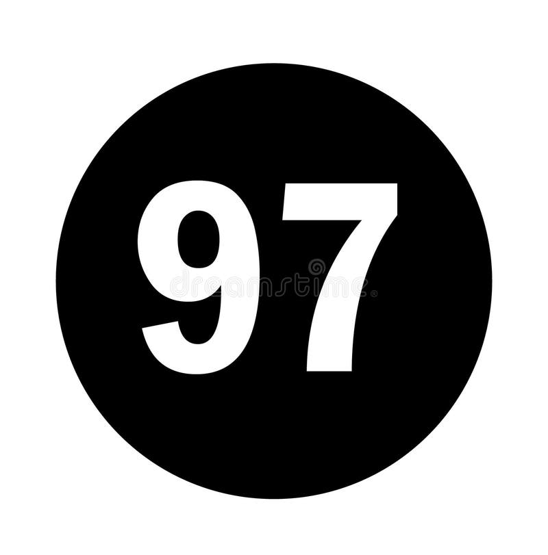 Number 97 Logo with Black Circle Background Stock Vector - Illustration ...