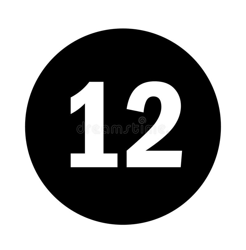 Number 12 Logo with Black Circle Background Stock Vector - Illustration ...