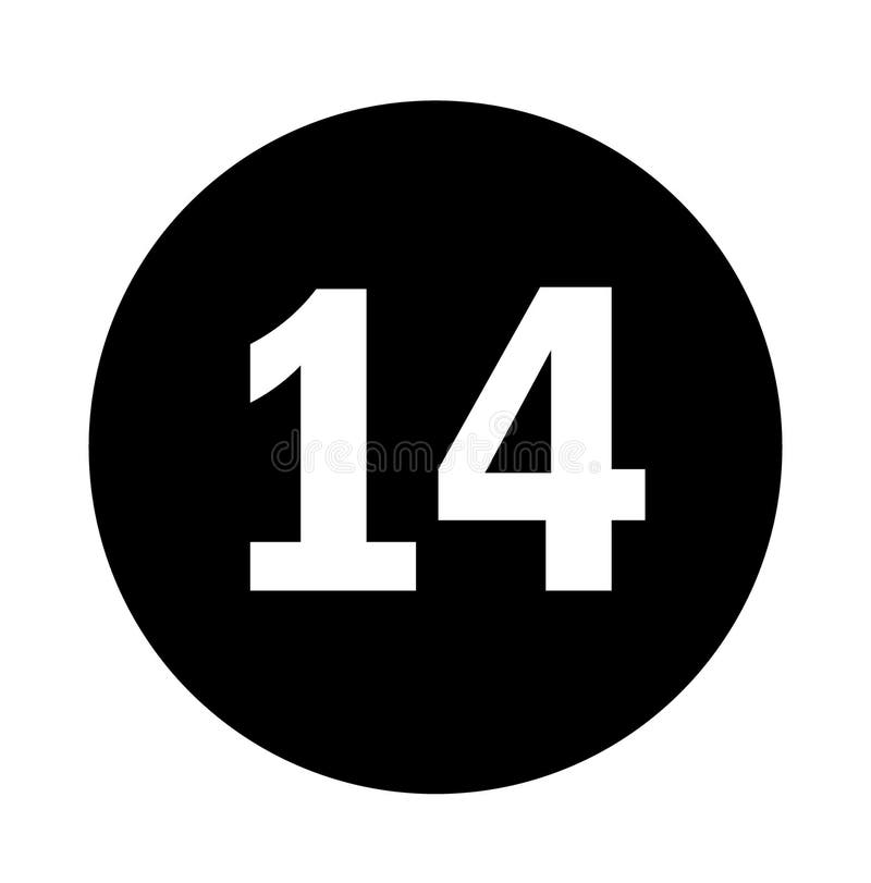 Number 14 Logo with Black Circle Background Stock Vector - Illustration ...