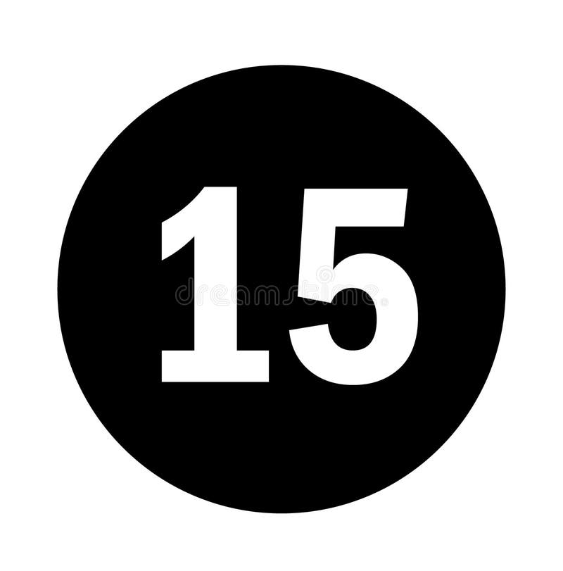 Number 15 Logo with Black Circle Background Stock Vector - Illustration ...