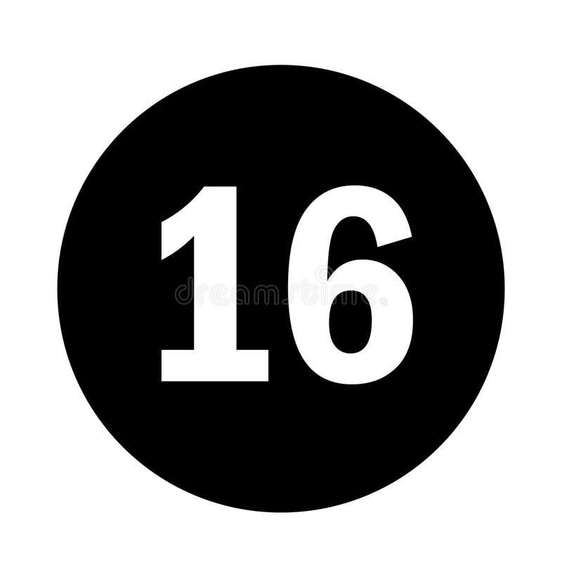 Number 16 Logo with Black Circle Background Stock Vector - Illustration ...