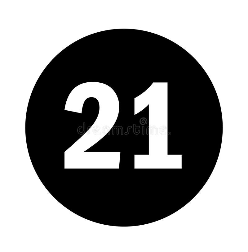 Number 21 Logo with Black Circle Background Stock Vector - Illustration ...