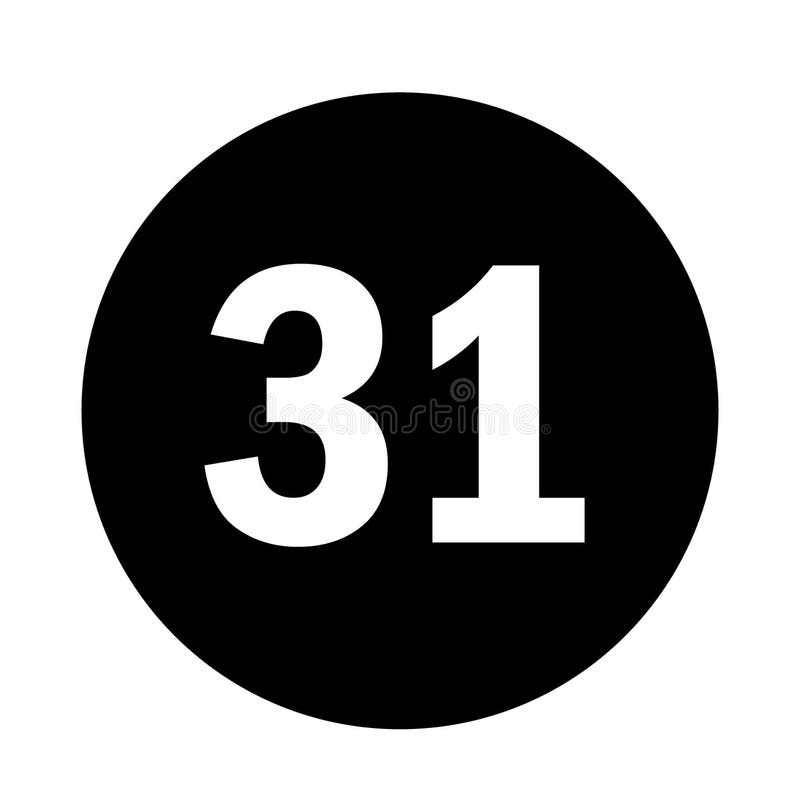 Number 31 Logo with Black Circle Background Stock Vector - Illustration ...
