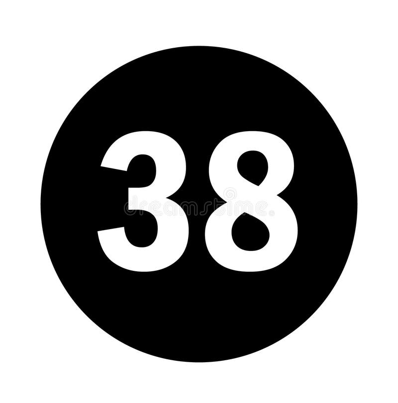 Number 38 Logo with Black Circle Background Stock Vector - Illustration ...