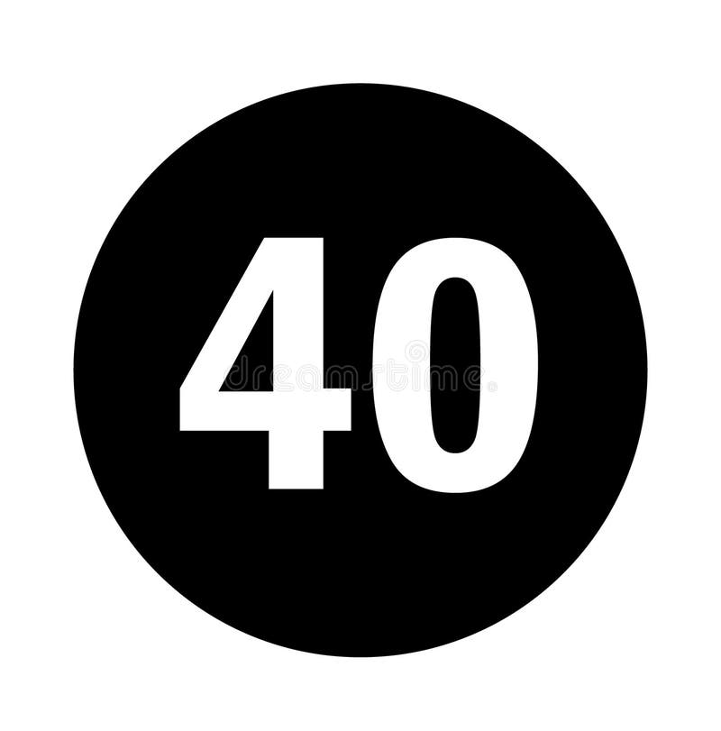 Number 40 Logo with Black Circle Background Stock Vector - Illustration ...