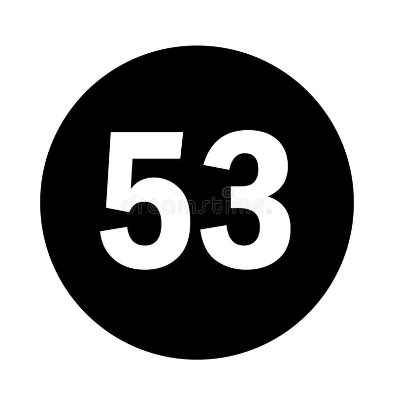 Number 53 Logo with Black Circle Background Stock Vector - Illustration ...