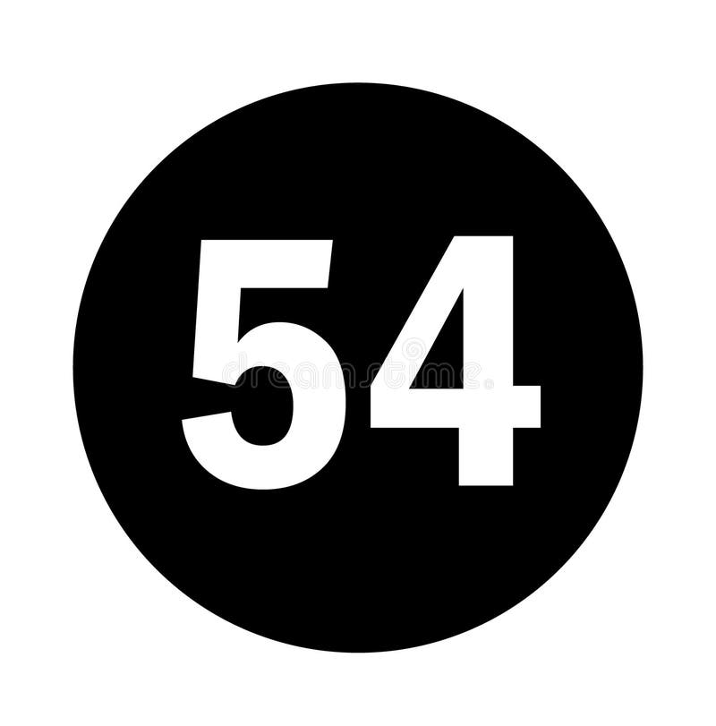 Number 54 Logo with Black Circle Background Stock Vector - Illustration ...