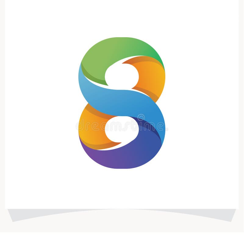 Number 8 Logo with Colorful Line Style. Logo Design Template Stock ...